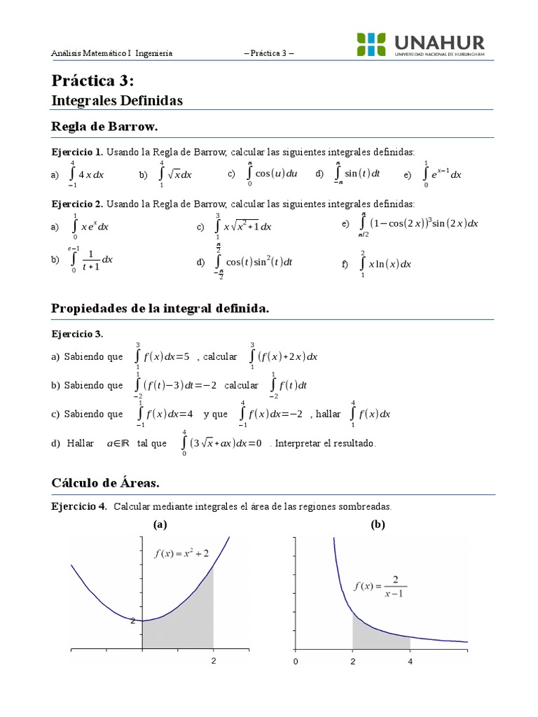 Practica 3 - Integrales Definidas y Aplicaciones | PDF | Integral | Pi