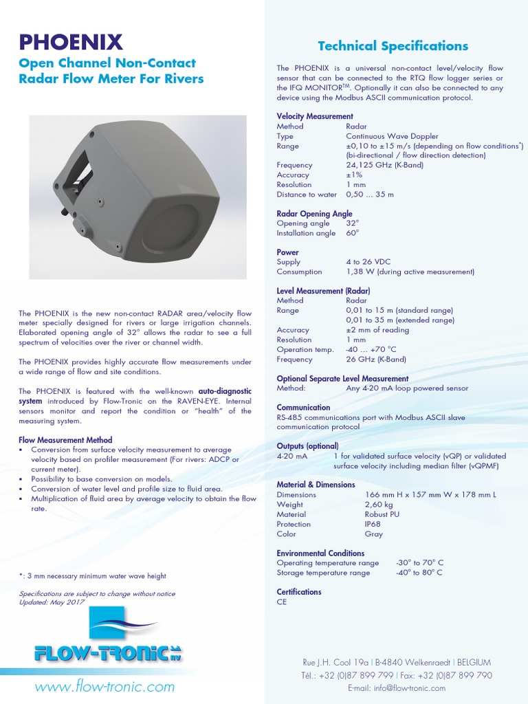 Tec-Spec PHOENIX EN Rev 05-2017 | PDF | Radar | Flow Measurement