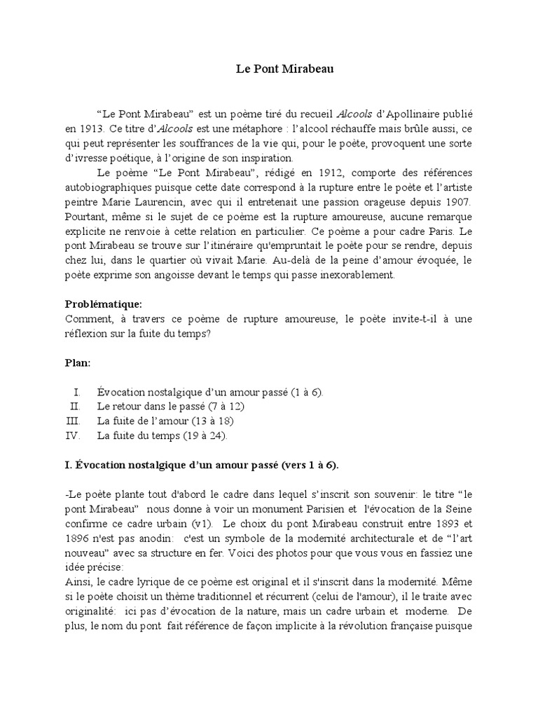 Le Pont Mirabeau | PDF | Amour | Poésie
