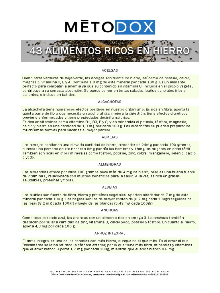 Métodox - Alimentos Ricos en Hierro | PDF | Alimentos | Vitamina
