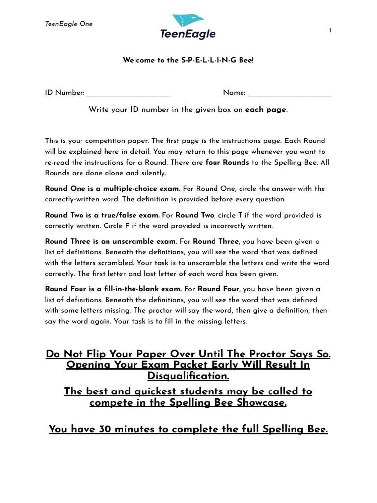 Sample Spelling Bee TE1 | PDF | Foreign Language Studies | Teaching ...