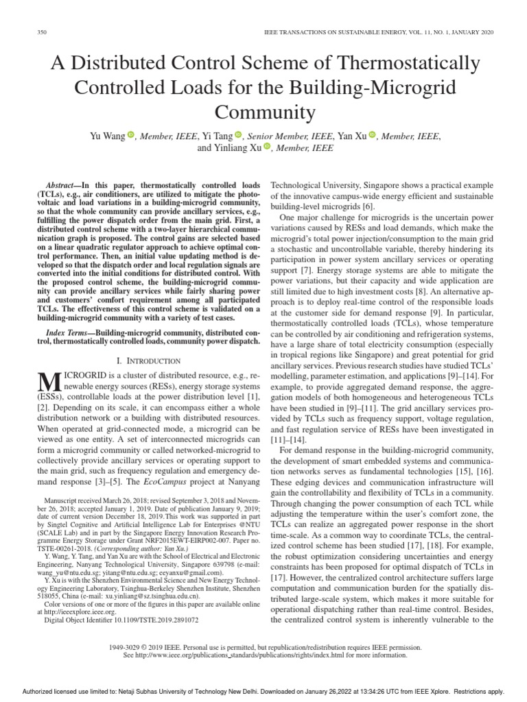 A Distributed Control Scheme of Thermostatically Controlled Loads For The Building-Microgrid ...