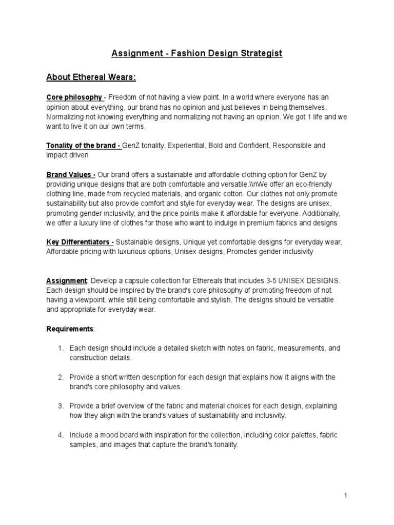 Assignment - Fashion Design Strategist | PDF | Brand | Fashion
