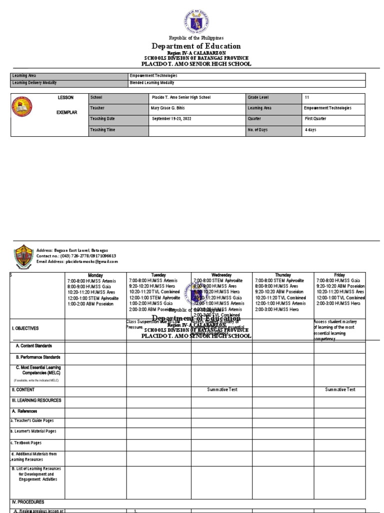 DLL EMPTECH Q1 W4-Sep19-23 | PDF | Pedagogy | Education Theory