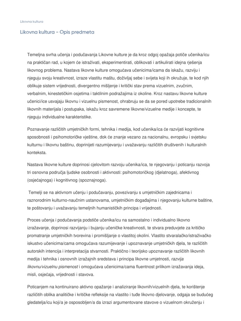 Likovna Kultura | PDF
