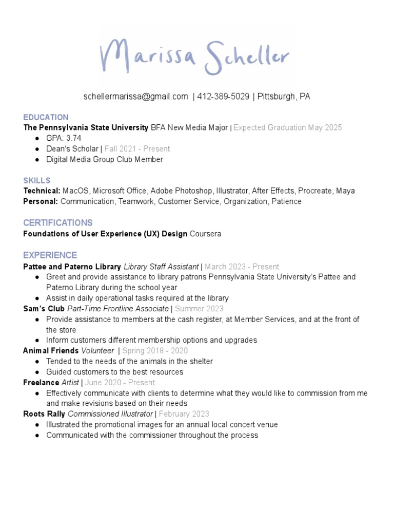 Scheller Marissa Resume PDF