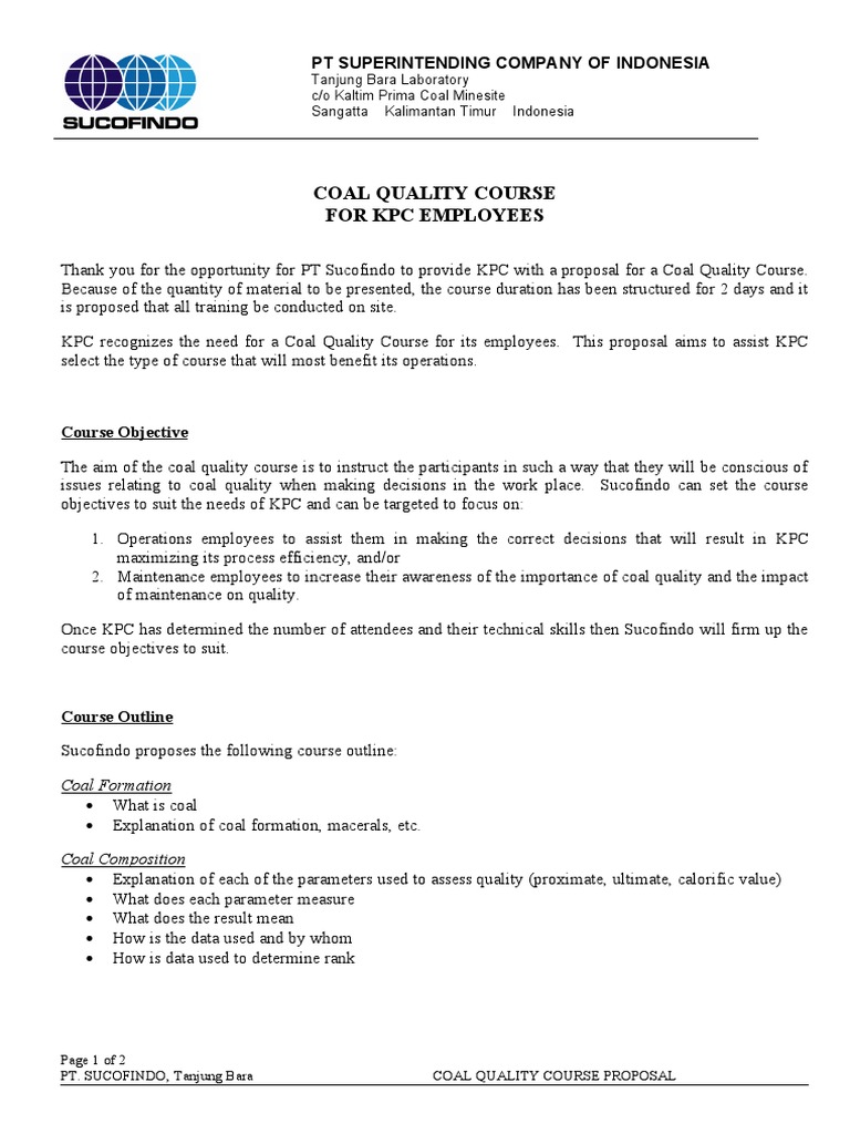 Coal Quality Course | PDF | Coal