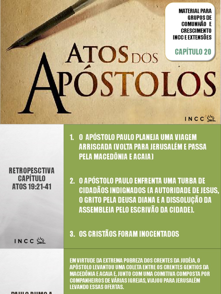 Atos Cap 20 - GRUPO | PDF | Apóstolo Paulo | Atos dos apóstolos