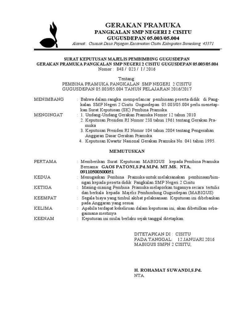 SK Pembina Pramuka | PDF