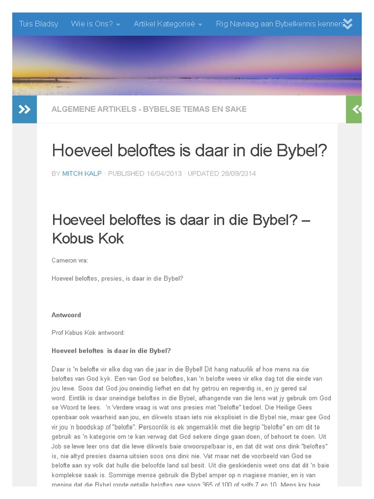 HOEVEEL BELOFTES IS DAAR IN DIE BYBEL DEUR KOBUS KOK | PDF