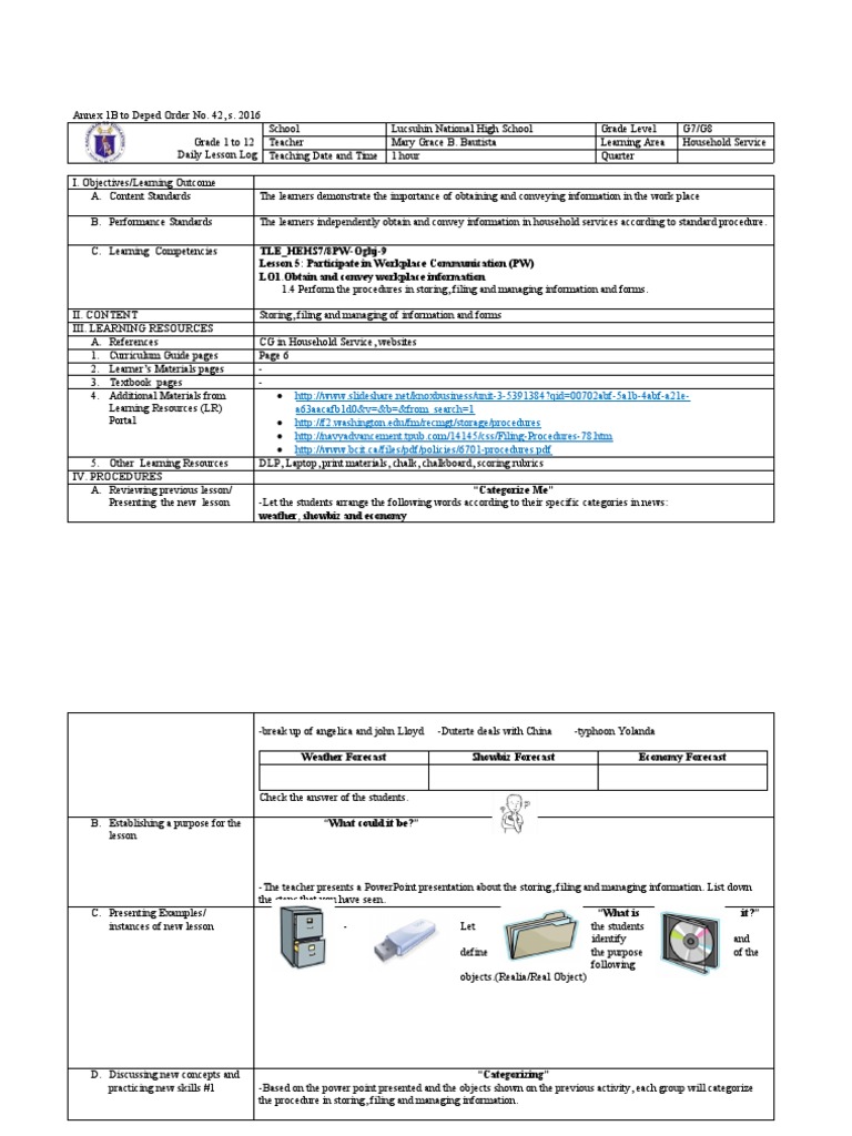 1 4 Storing Filing And Managing Information Pdf Information Learning