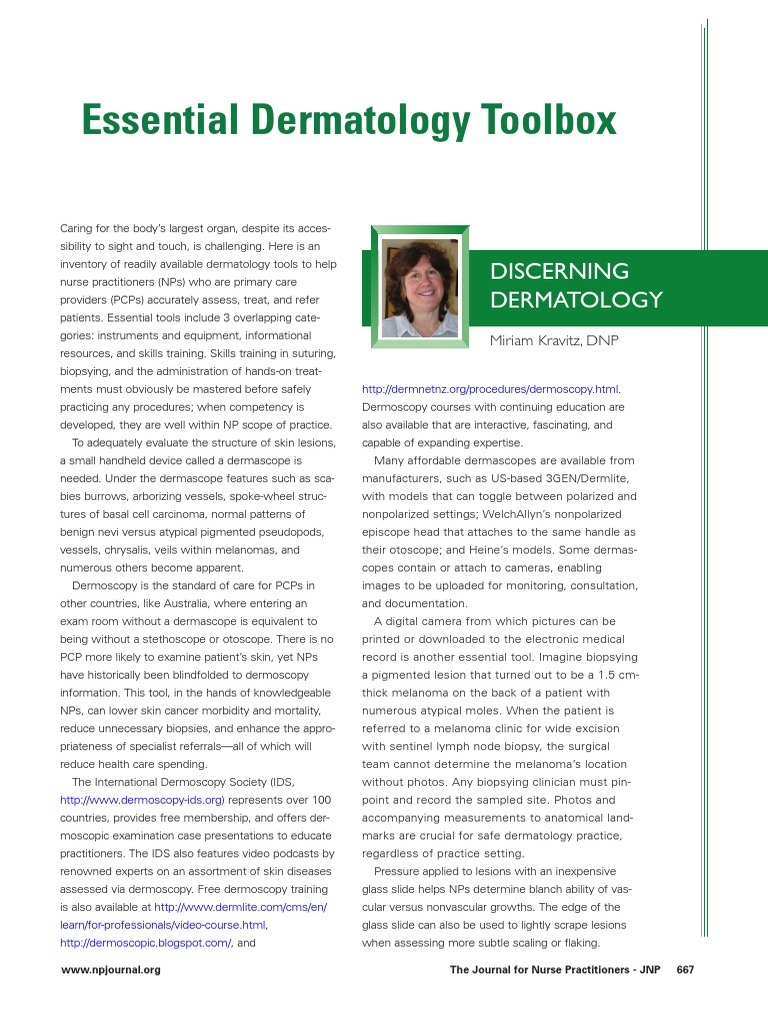 Essential Dermatology Toolbox | PDF | Nurse Practitioner | Melanoma