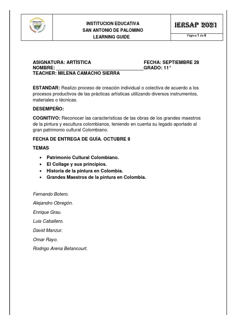 Guia # 1 Grados 11° Tercer Periodo | PDF