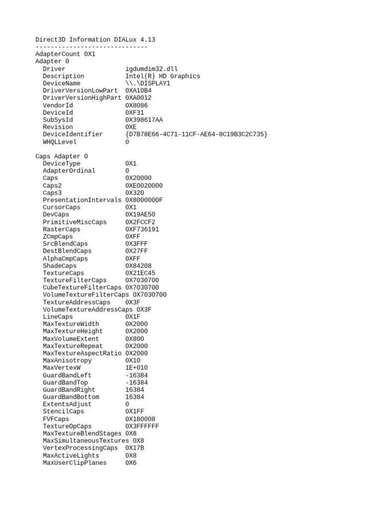 DIALux Direct3D Information | PDF | X86 Architecture | Computer Libraries