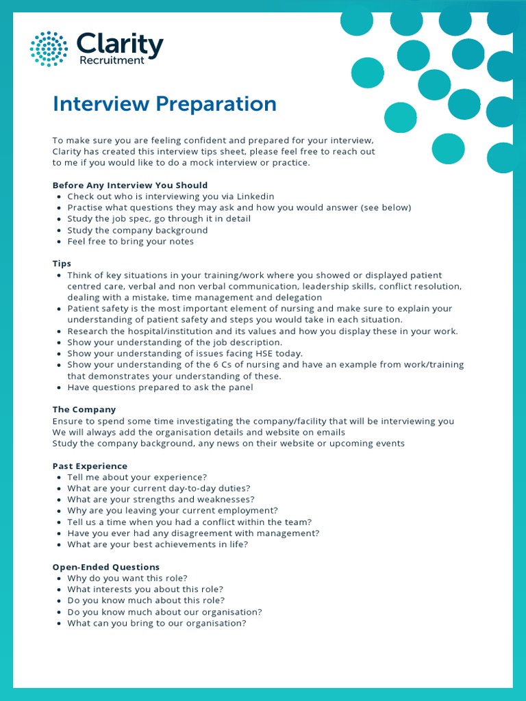 Nursing Interview Prep | PDF | Cognition | Medicine