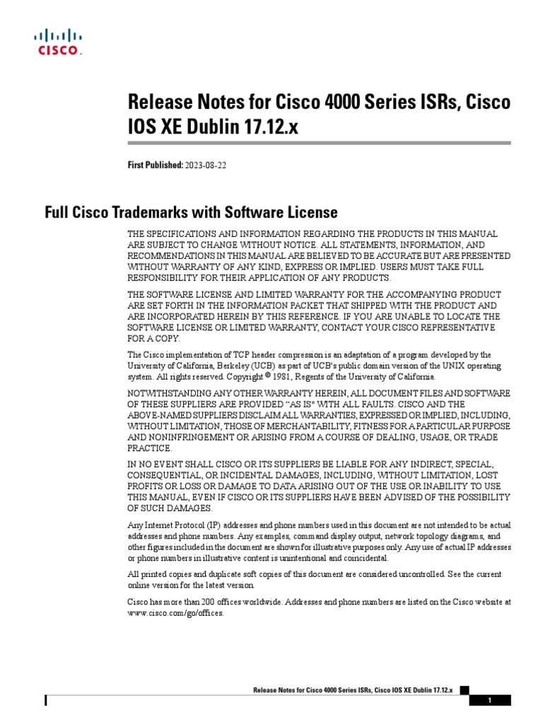 Isr4k Rel Notes Xe 17 12 | PDF | World Wide Web | Internet & Web