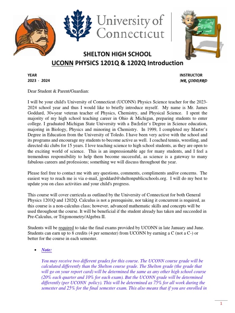 Uconn Physics Introduction 2023-2024 | PDF | Teachers | Science Education