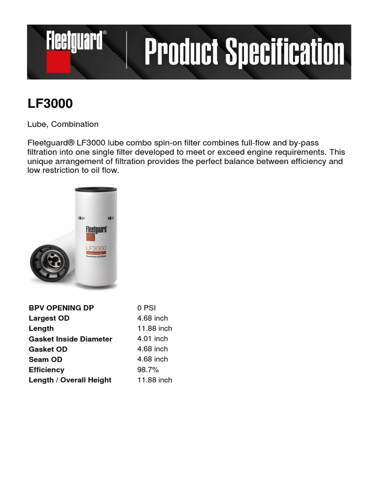 Product Specification - LF3000 | PDF