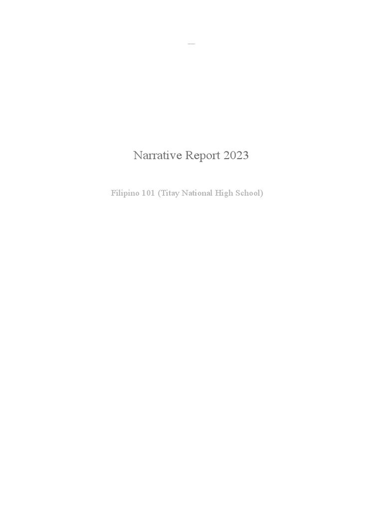 Narrative Report For Buwan Ng Pagbasa Narrative Report