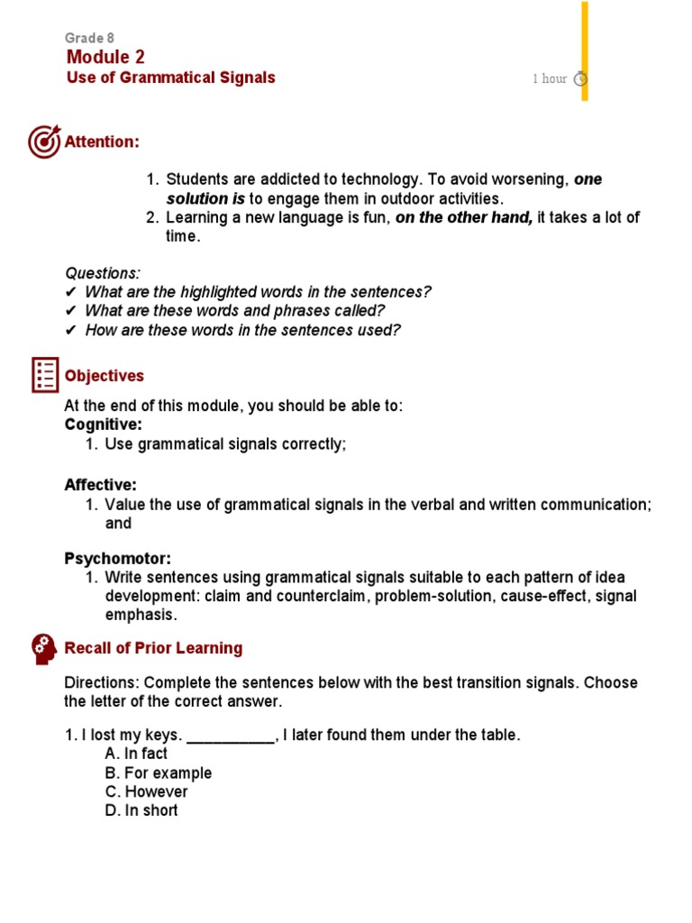 English 8 Module 2 4q | PDF | Word | Comma