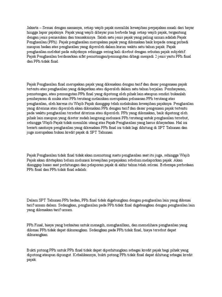 Perbedaan PPH Final Dan PPH Tidak Final | PDF