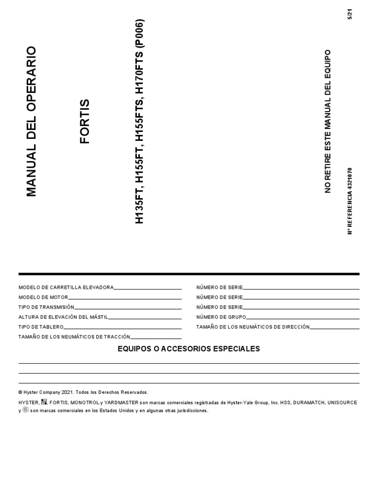 H155FT P006 Manual Del Operario | PDF | Máquina elevadora | Neumático