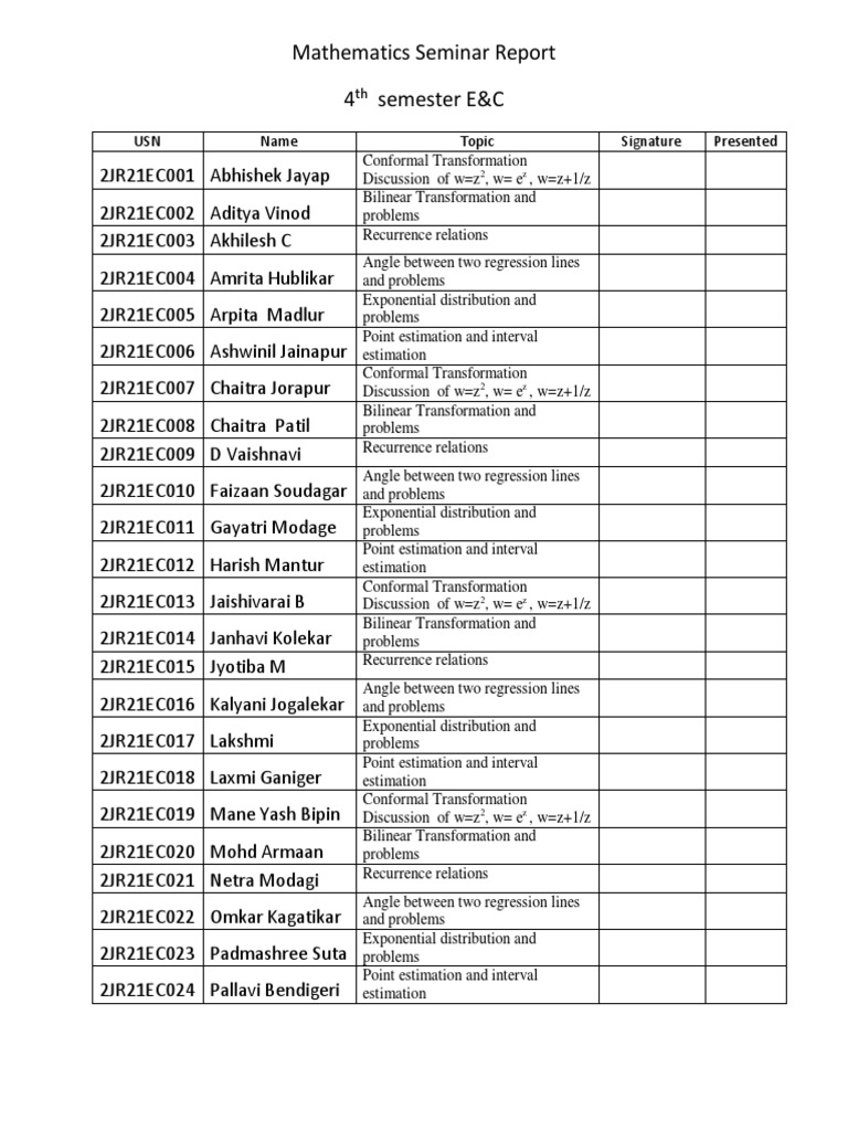 Seminar Report | PDF | Applied Mathematics | Mathematics