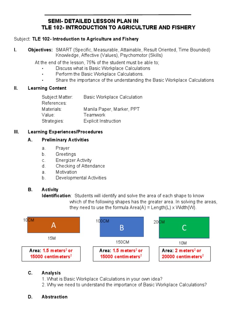 Seme Detailed Lesson Plan | PDF | Area | Triangle