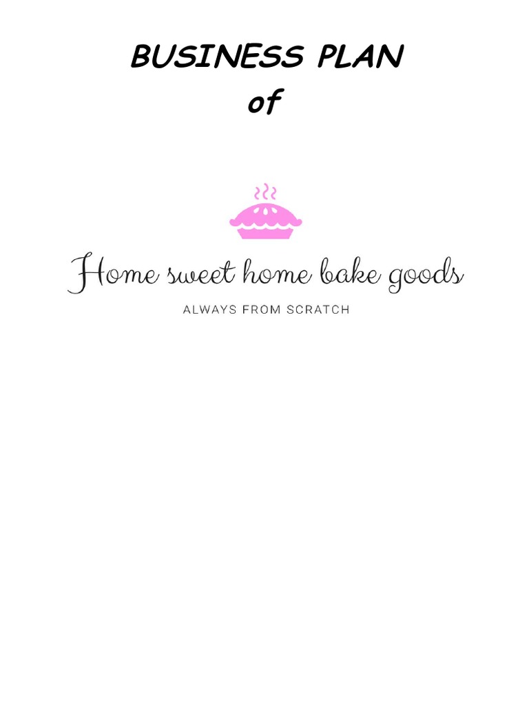 Home Sweet Home Baked Goods Business Plan PDF Expense Equity