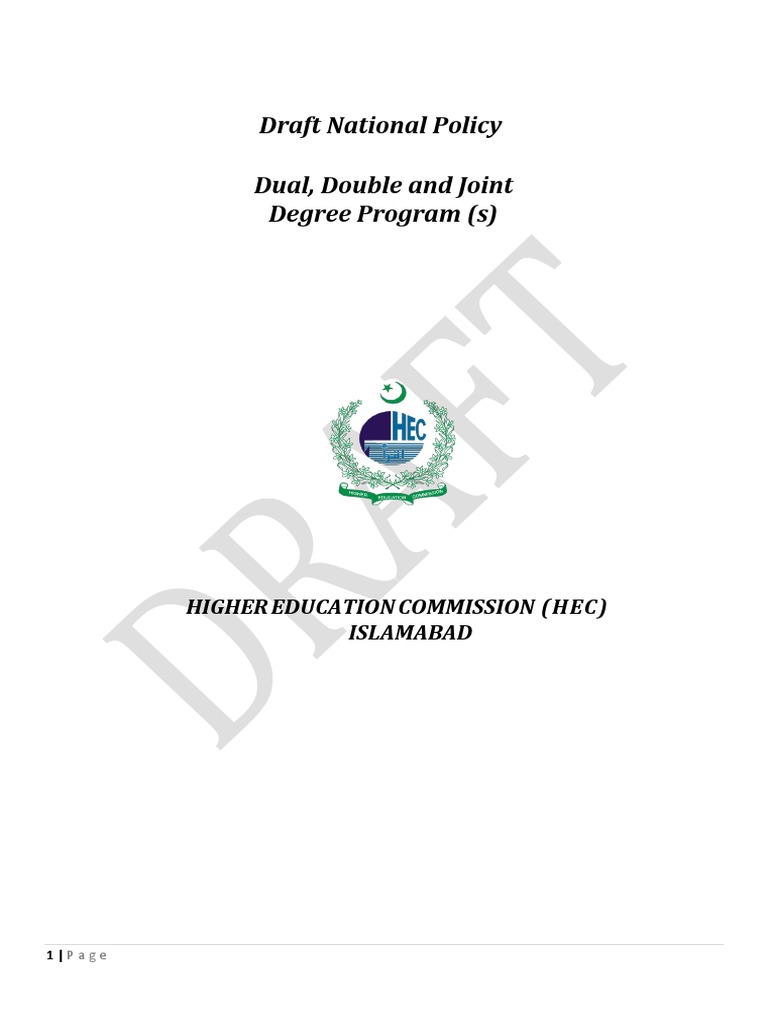 Draft Policy Dual, Double and Joint Degree Programs July 2022 | PDF | Academic Degree | Bachelor ...