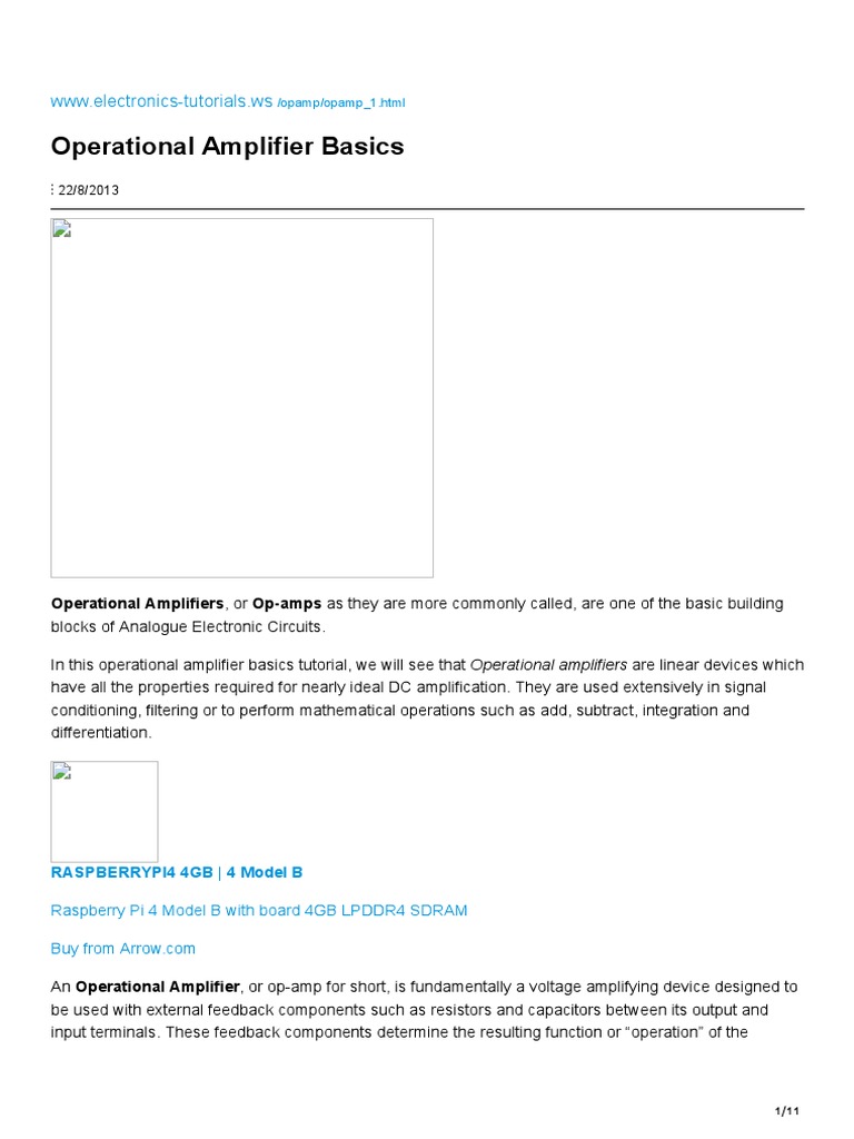 Electronics-Tutorials - Ws-Operational Amplifier Basics | PDF | Operational Amplifier | Amplifier