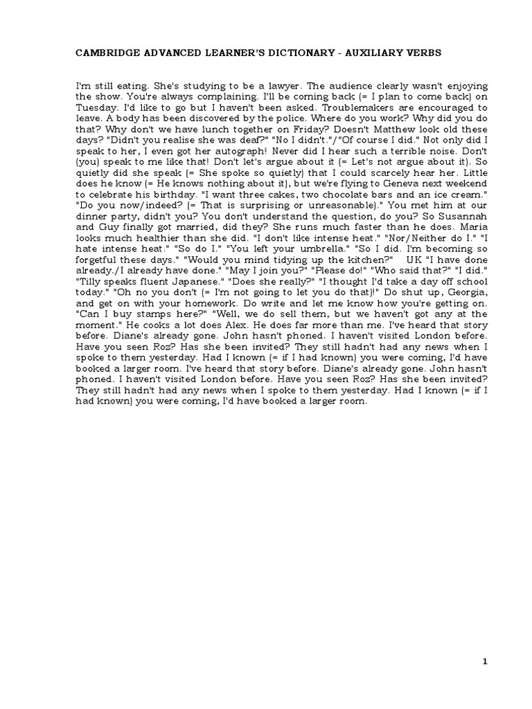 Propozitii Scoase Din Cambridge Advanced Dictionary | PDF ...