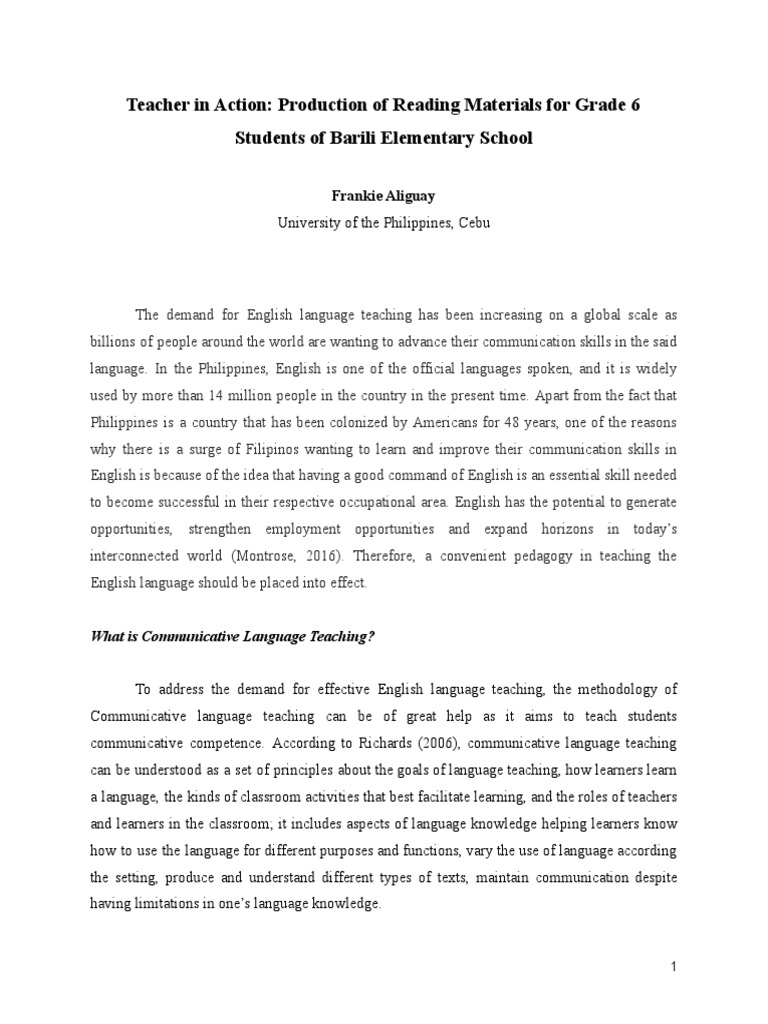 ALIGUAY First Reflection EDL 251 | PDF | Reading Comprehension ...