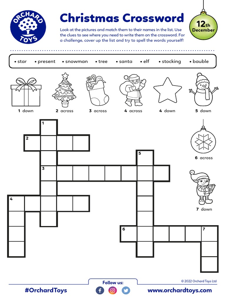 Christmas Crossword Puzzle Activity | PDF