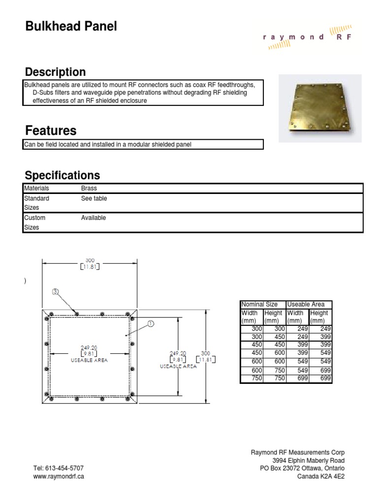 Bulkhead Panel Cut Sheet | PDF