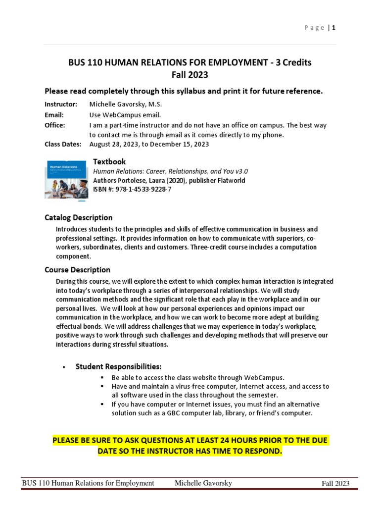 BUS 110 Syllabus Fall 2023 - Mphay | PDF | Interpersonal Relationships ... BUS 110 Syllabus Fall 2023 - Mphay | PDF | Interpersonal Relationships ...