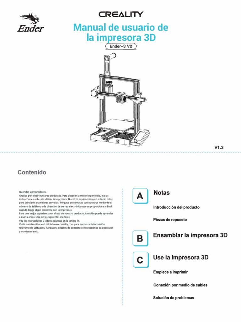 Manual de Usuario Ender-3 V2 en Español | PDF | Impresora (Computación ...