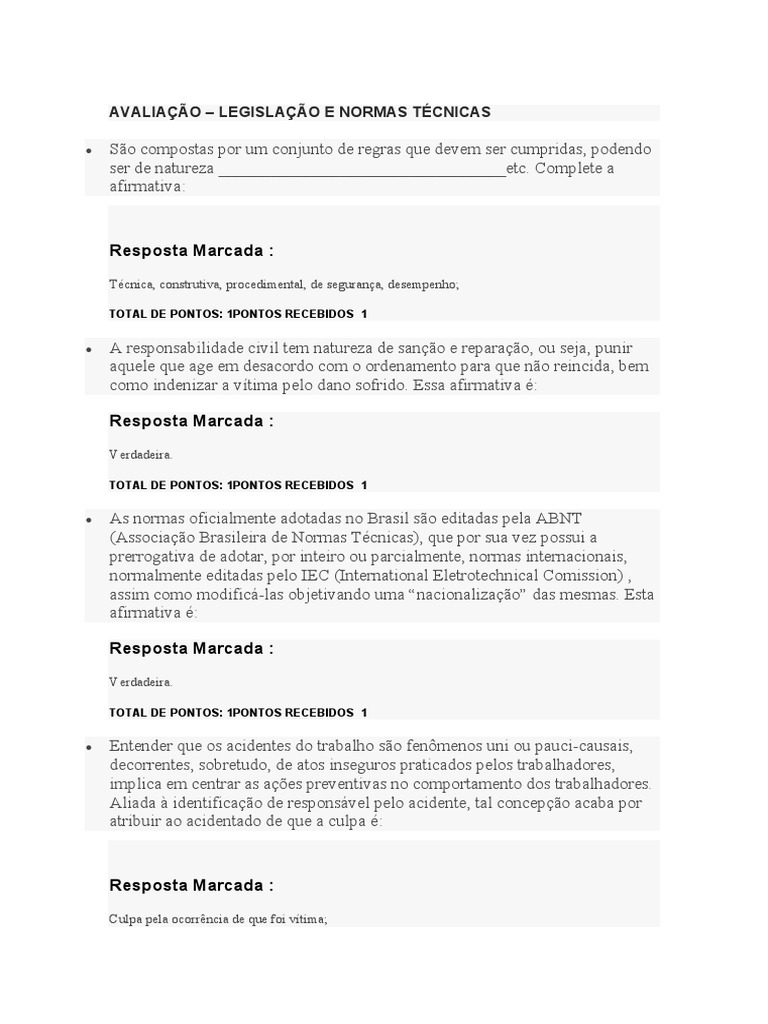 Avaliação - Legislação-E-Normas-Tecnicas | Download grátis PDF ...
