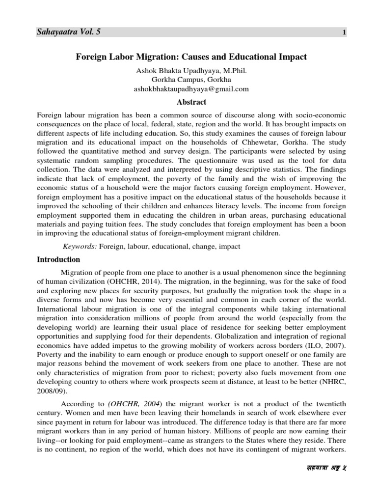 Foreign Labor Migration: Causes and Educational Impact | PDF | Human Migration | Migrant Worker