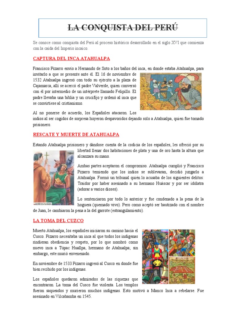 conquista del Perú | PDF | Francisco Pizarro | Colonización española de ...