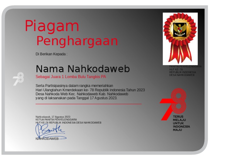 Piagam Juara Lomba Bulu Tangkis 2023 | PDF | Griya & Taman