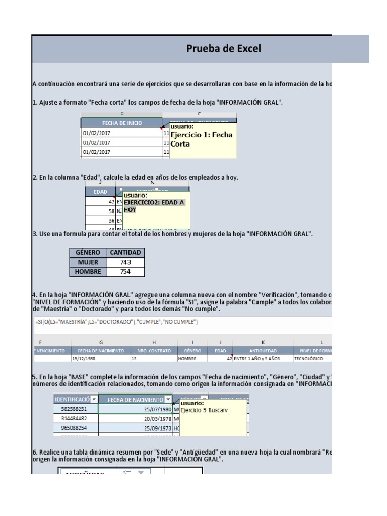Prueba de Excel Avanzada | Descargar gratis PDF | Microsoft Excel