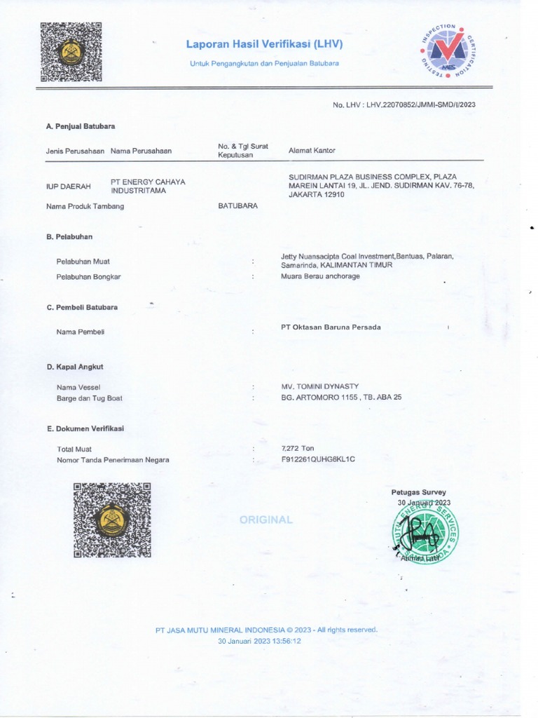 LHV PT Oktasan Banua Persada | PDF