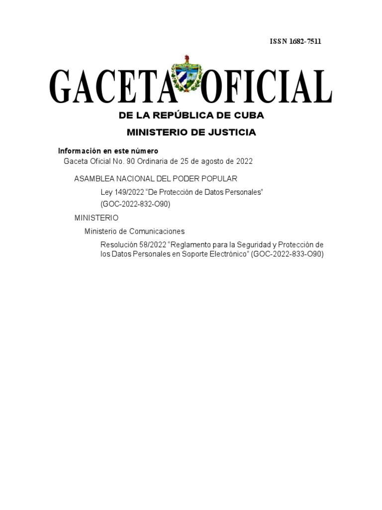 Ley de Protección de Datos en Cuba | PDF | Archivo de computadora ...