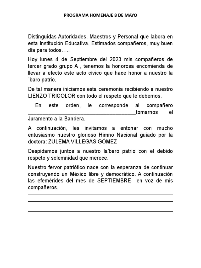 PROGRAMA HOMENAJE 3 A Grado | PDF