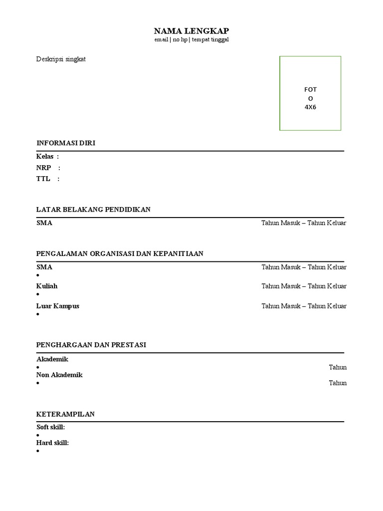 Template CV Calon Pengurus Hipmi 2023 | PDF