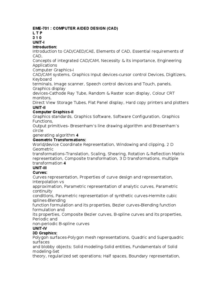 Cad Syllabus | PDF | Computer Aided Design | Computer Graphics