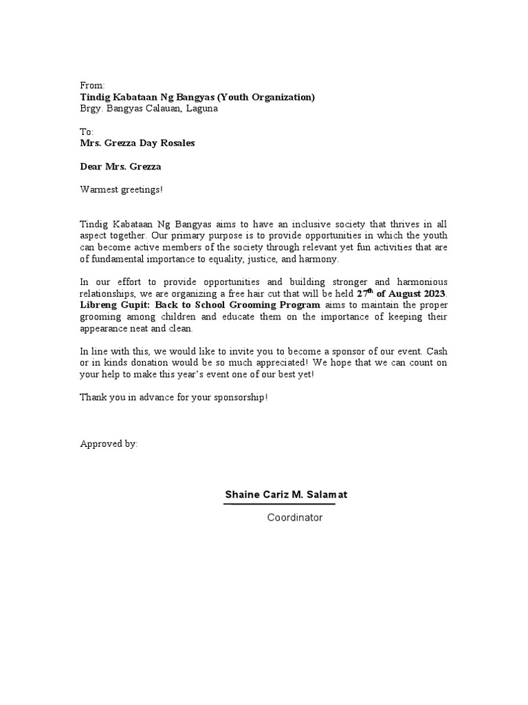 Solicitation Letter Cong. Amben | PDF