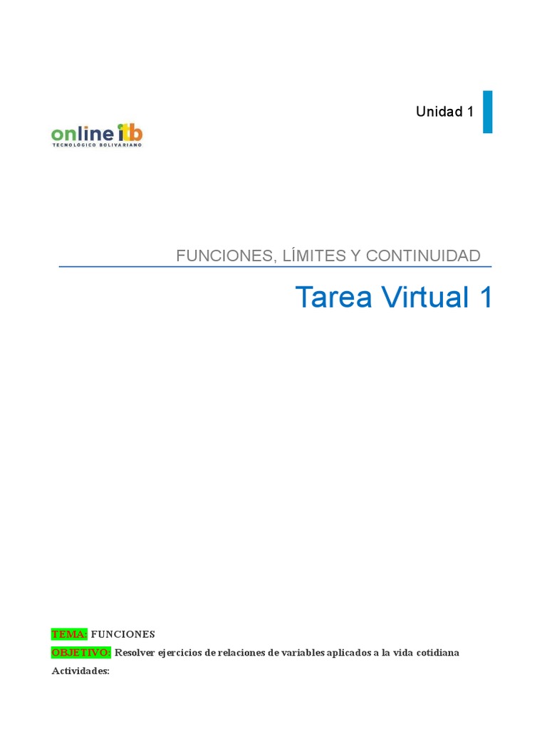 Tarea Virtual 1 Calculo | PDF | Matemáticas Aplicadas | Matemáticas