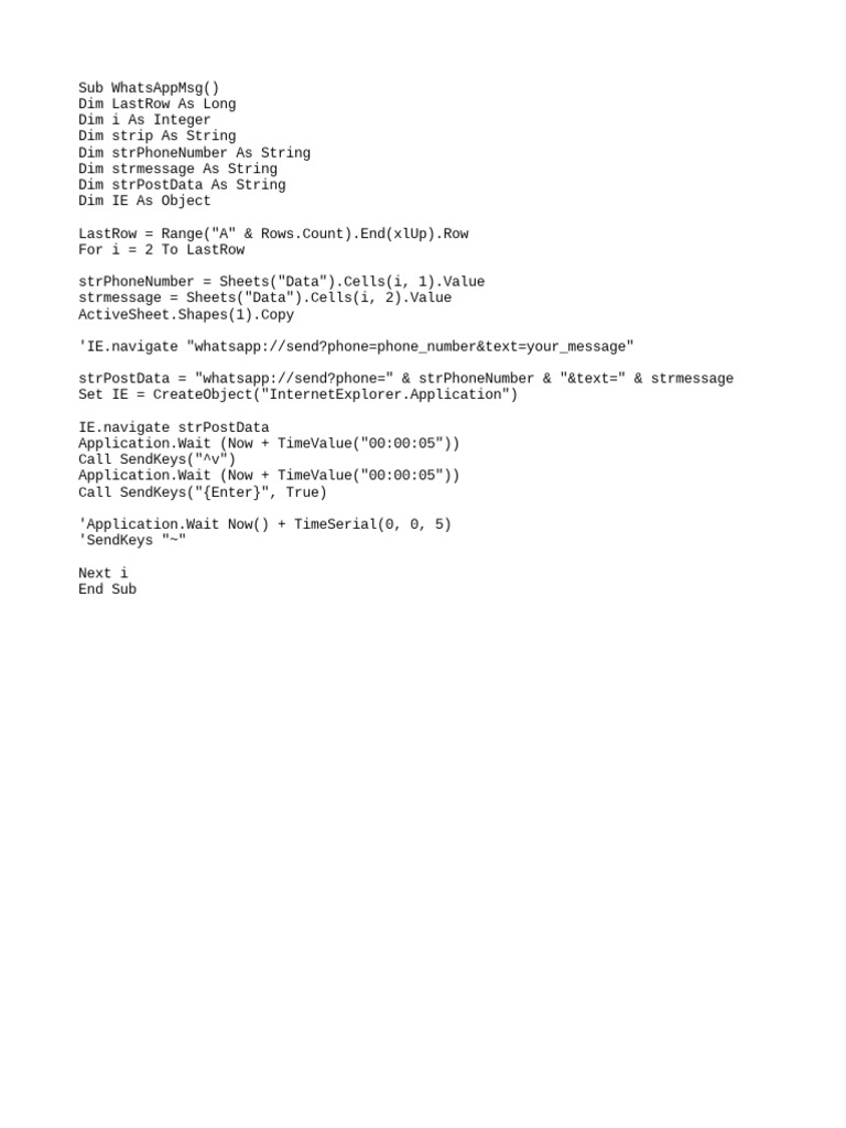 Bulk WhatsApp Messaging with VBA | PDF | Teaching Methods & Materials ...